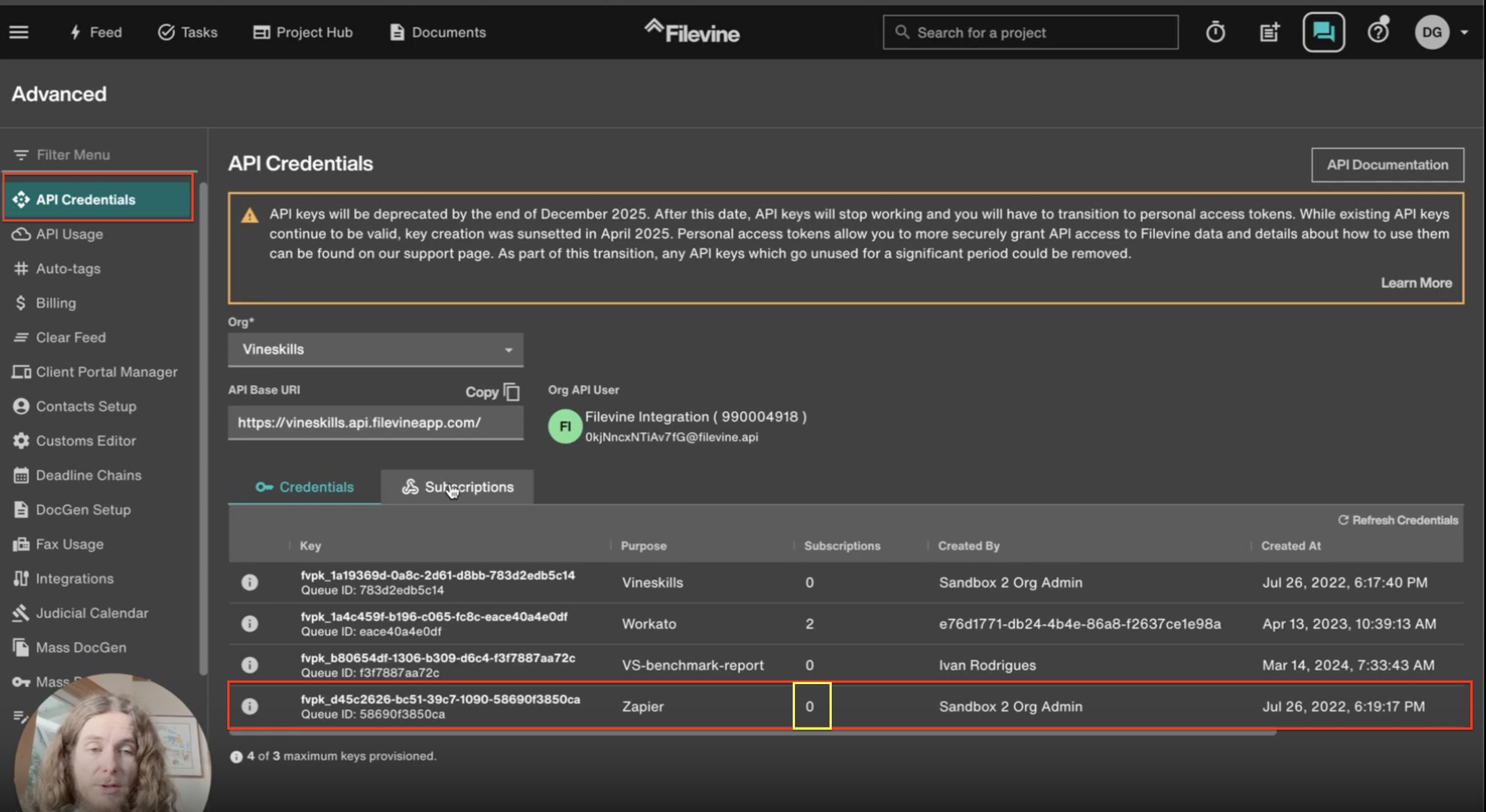 How to check if my Filevine Org is currently using Zapier, and whether it needs to be upgraded ...